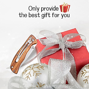 Vickay Pocket Knife for Men, Folding Knife with Clip, 3.74" 8Cr13MoV Steel Blade, Wood Handle EDC Knife for Outdoor Camping,Tactical, Hunting and Fishing Gift (Zebrawood)