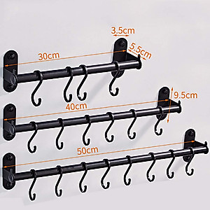 Pan Rack Storage Holder Organizer Utensil Wall Mounted Pot Modern Bar Aluminum Cabinet Shelf Hardware Punched Hanging Rail Kitchen Hanger(6 Hooks)
