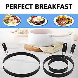 Egg rings 3 Packs Stainless Steel Egg Rings for Frying Eggs Nonstick Large Pancake Mold And Pancake Rings for Griddle (Set of 3)