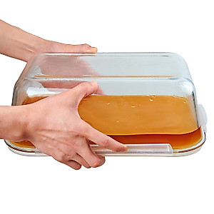 LIFESENCE 5400ml Extra-Large Glass Container with Lid Glass Food Box, 180OZ Rectangle Glass Casserole & Baking Dish withLocking Lid Serving Storing Food for Soups, Speaghetti and Meatballs