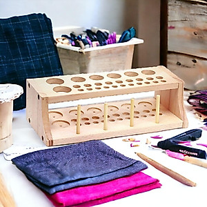 2-Pack [27 Slot] Wooden Tool Organizer Storage Station for Leather & Sewing Crafts, Workspace Organization