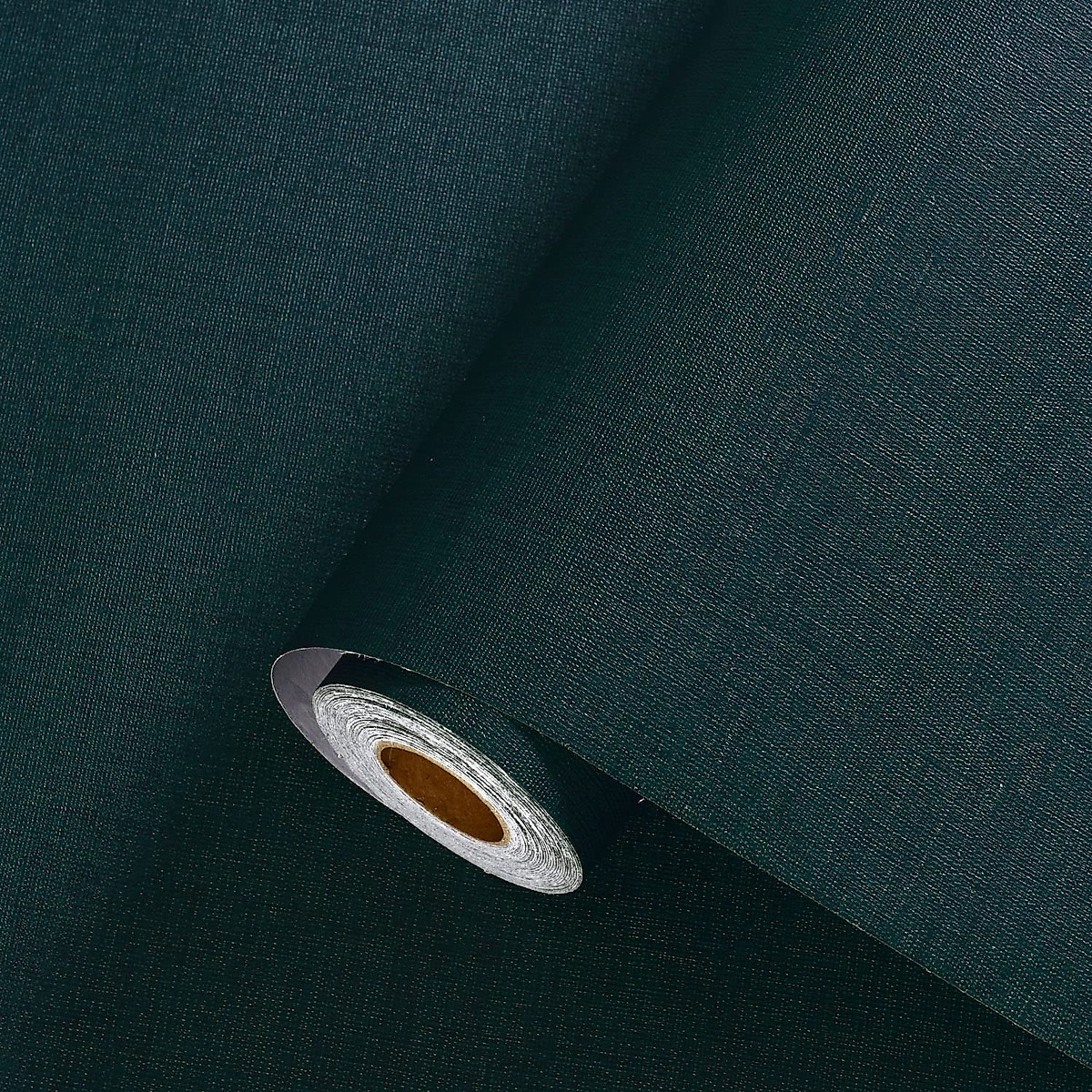 Akywall Grasscloth Peel and Stick Wallpaper Blackish Green Textured Fabric Linen Contact Paper Waterproof Self Adhesive Stick on Wall Paper Removable Vinyl Roll for Cabinet Drawer 15.7" x 78.7"