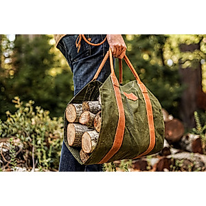 1844 Helko Werk Germany Frontier Collection Canvas Log Carrier - Firewood Holders and bags for Fireplace Logs - Made in USA (Log Carrier Green) #8755G