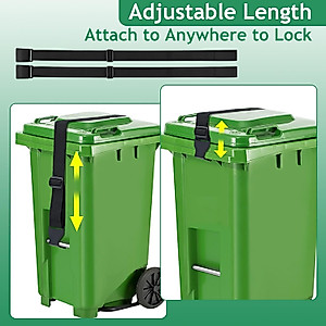 YEESOOM Trash Can Locks for Animals: 2 Pack Adjustable Garbage Can Locks for Animals, Security Straps Trash Can Lid Lock to Keep Squirrels, Raccoons, Critters Out of The Trash