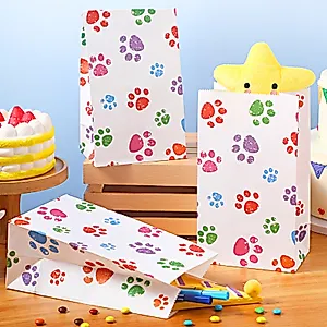 Blulu 36 Pack Dog Paw Gift Paper Bags Dog Paw Treat Goodie Bags Party Favors for Cat Pet Party Favor(Colorful)