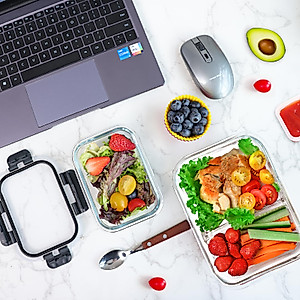 Moretoes 26Pcs (8 Food Storage Containers, 8 Lids and 10 Silicone Food Trays) Meal Prep Containers Glass Food Storage Containers with Lids, Leak-proof Sealed Storage Containers for Lunch Microwave