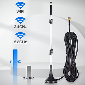Dual Band WiFi Antenna 2.4GHz 5GHz 5.8GHz 9dBi Magnetic Base MIMO SMA Male Antenna for WiFi Router Wireless Router Gateway Network Card USB Adapter Security IP Camera Pack of 2
