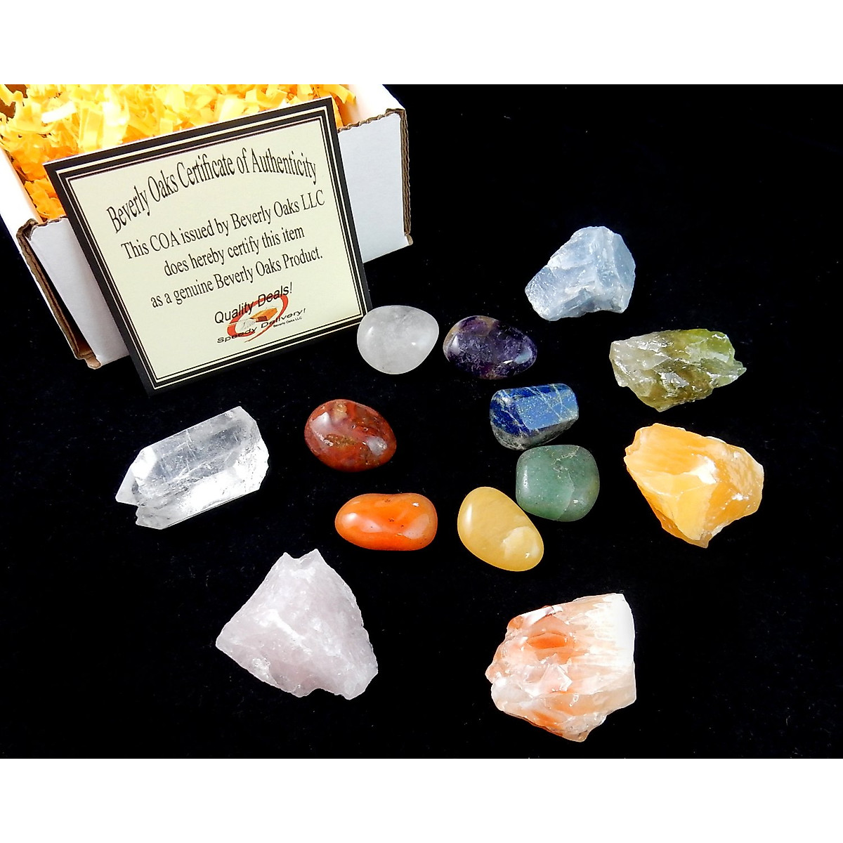 Chakra Mineral Starter Set/Crystal Healing Kit ~ 6 Colorful Mineral Stones Plus 7 Chakra Tumbled Gemstones, Spiritual Metaphysical, Reiki, Chakra, Healing, Bohemian, Natural