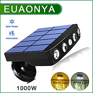 EUAONYA Solar Powered Fake Security Camera, Solar Wall Light Outdoor Solar-Powered Garden Lamp,Motion Sensor Waterproof Spotlights for Garden Path Street, IP65 Waterproof