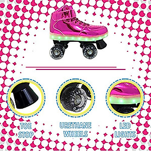 CHICAGO Skates Pulse Light Up Quad Skates, Women's Adult Sizes, Pink, 6 (CRS710-06)