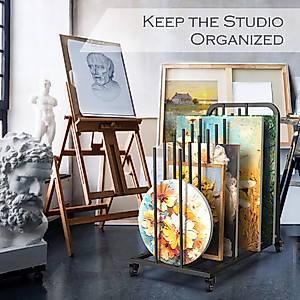 Gtouse Art Canvas Storage Rack with Wheels, Art Drying Painting Rack, Art Storage Easel Display Stands for Drawing Board, Panel, Paper Pad for Art Studios, Artworks, Gallery