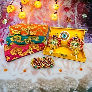 LOVENSPIRE Personalized Diwali Gifts Hamper Shubh Labh Rajasthani Brocade Design Gift Box Indian Festival Diwali Hamper Basket for Employees Home Office Friends Family - Corporate Return Gift Items