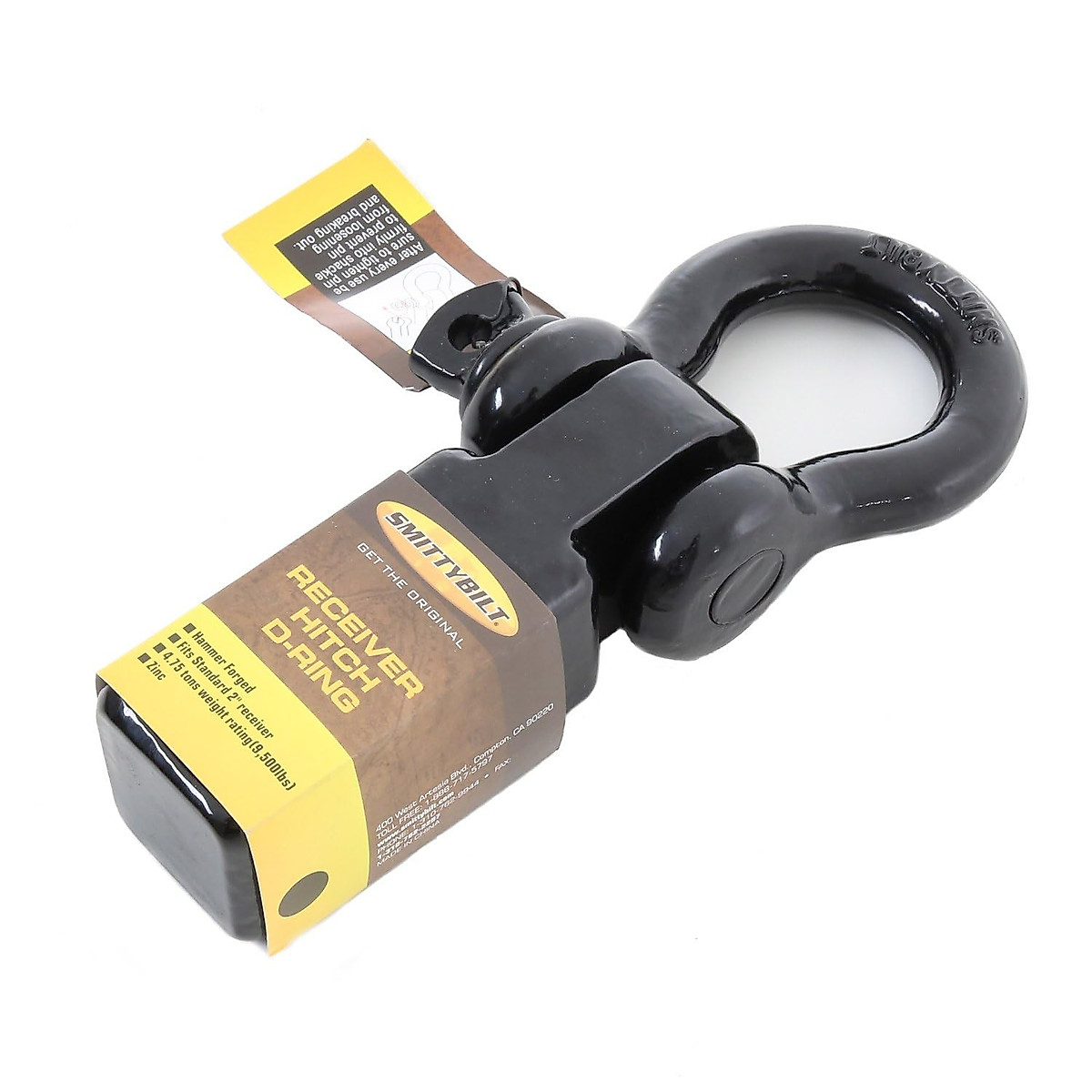 Smittybilt Black Powdercoated 2 inch Receiver Mounted D-Ring Shackle 29312B