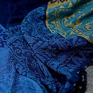 CUEERBOT Bohemian Tribal Throw Blanket，Soft Cozy Reversible Colorfu Jacquard Tassels Throw Blankets，Chenille Throw Covers for Bed Couch Soft Chair, Recliner (Blue, Small 60 inches x 75 inches)