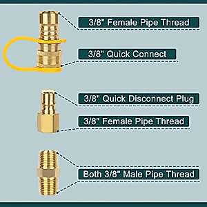 GASPRO 12 Feet 3/8-Inch Natural Gas Hose, Comes with An Extra Set of Quick Connect Fittings, Fit for Natural Gas Grill, Solid Brass
