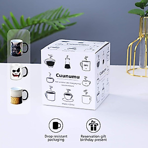 Heat changing coffee mug.Cuunumu.Color changing mug-add hot liquid and beer will appear.12oz funny coffee ceramics mug-creative gift choice for kids and friends(beer)