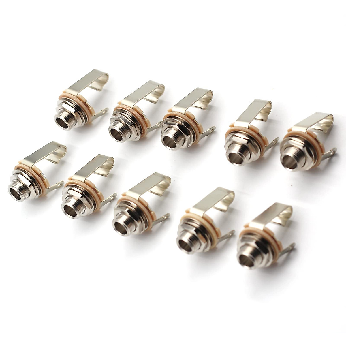 Electric Guitar Output Jack, Switchcraft #11 1/4 Guitar Jack, Audio Jack for Quarter Inch Cable, Nickel Plate Contact, Mono Output Jack, Bulk Lot of 10