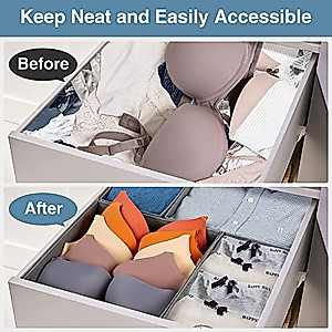 Criusia 14 Set Underwear Drawer Organizer, Foldable Underwear Drawer Organizer and Closet Dividers,Storage Box for Clothes, Socks, Underwear(Grey)