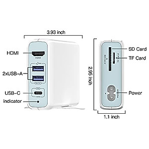 USB C Hub, E EGOWAY 6 in 1 Multiport Adapter Portable USB C Hub with 65W GaN Power Delivery, USB 3.0 Ports, 4K HDMI Port, SD/TF Card Reader Compatible with MacBook Pro, iPad Pro and More USB C Device