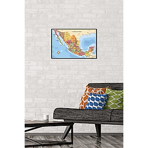 Trends International Map - Mexico Wall Poster, 14.725" x 22.375", Premium Poster & Mount Bundle