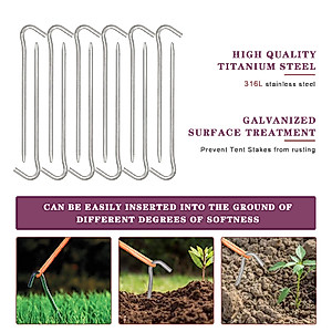 Thousfan Tent Stakes,7 inch Tent Pegs,12 Pack Aluminum Stakes for Outdoor Beach Camping Hiking and Gardening