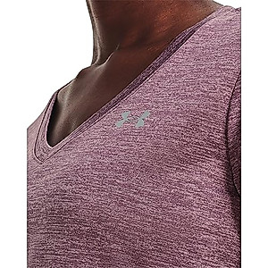 Under Armour Womens Tech V-Neck Twist Short-Sleeve T-Shirt, (501) Misty Purple/White/Metallic Silver, X-Large