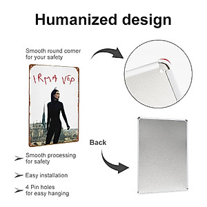 Irma Vep Movie Poster Creative Tin Sign Metal Sign Retro Wall Decor for Home Gate Garden Bars Restaurants Cafes Office Store Pubs Club Sign Gift 12 X 8 INCH Plaque Tin Sign