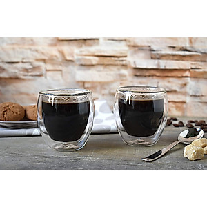 Creano Double Wall Espresso Glasses 3.5 OZ, Insulated Glass Cups - 6X 3.5oz (100ml)