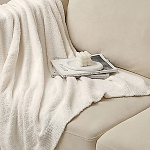 Bearberry Super Soft Knit Throw Blanket Lightweight Cozy Warm Fluffy Throw Blankets for Couch Bed Sofa (Cream, 50”x60”)