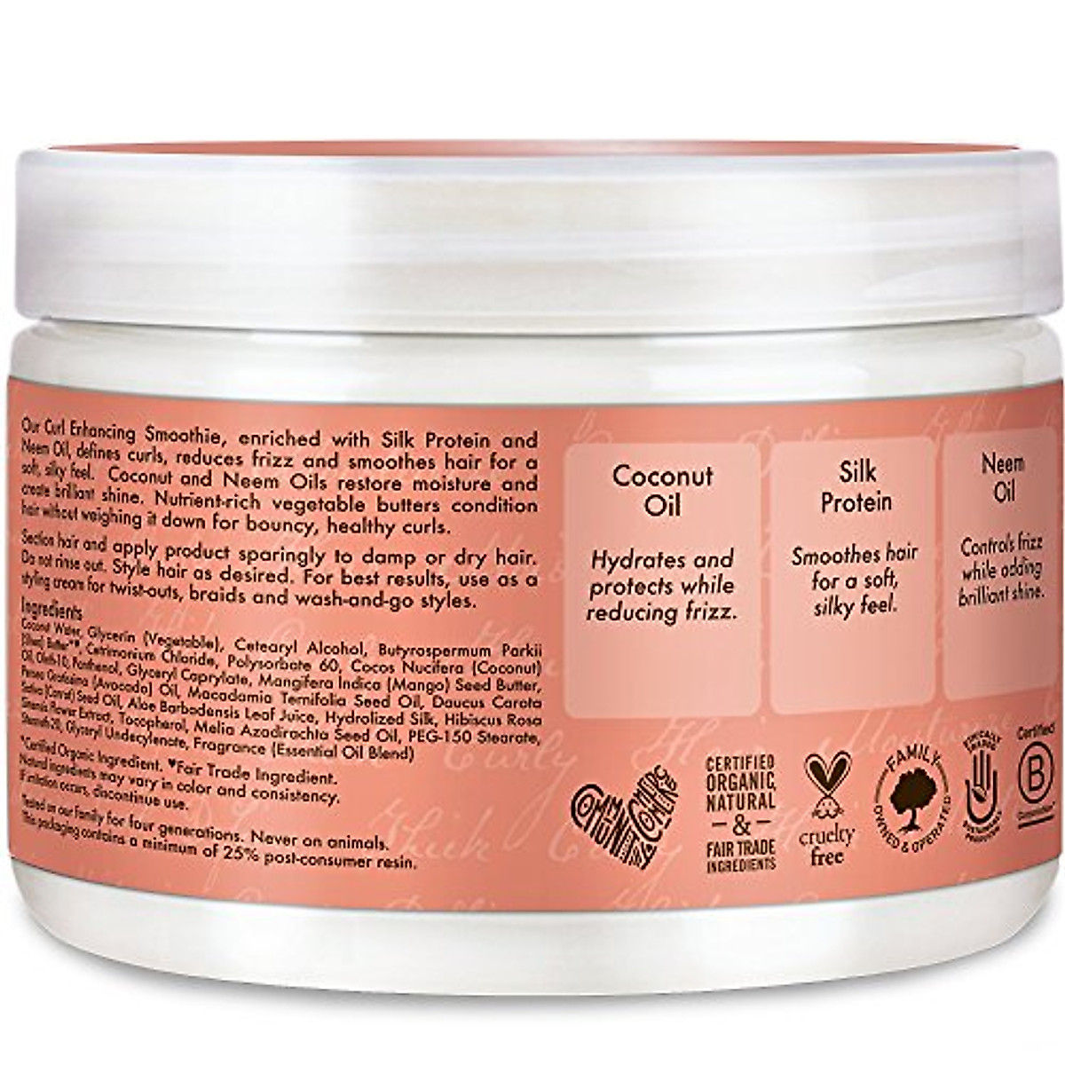 Shea Moisture Shampoo and Conditioner Set, Coconut and Hibiscus Curl & Shine 13-oz ea Bundled with Curl Enhancing Smoothie 12-oz. Curly Hair Products with Coconut Oil, Vitamin E & Neem Oil