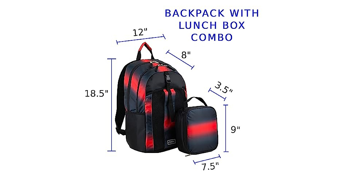 FUEL Backpack with Lunch Box Combo - Durable Water-Resistant 2-in-1 Set