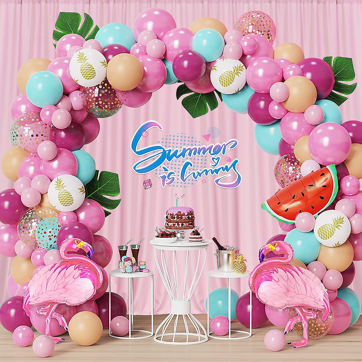 Pink Backdrop Curtain for Parties Rod Pocket Pink Curtains Photography Backdrop Drapes Privacy Fabric Decoration for Birthday Party Wedding Baby Shower Home Decor, 5ft x 10ft, 2 Panels