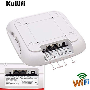KuWFi Ceiling Mounted Wireless Access Point with Ethernet Port, Dual Band Wi-Fi AP Router with 48V POE Support Wall Mount for Wireless Coverage