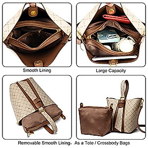 Bucket Bags for Women Soft PU Leather Shoulder Bags Tote Purses and Handbags Fashion Crossbody Bag (Beige)