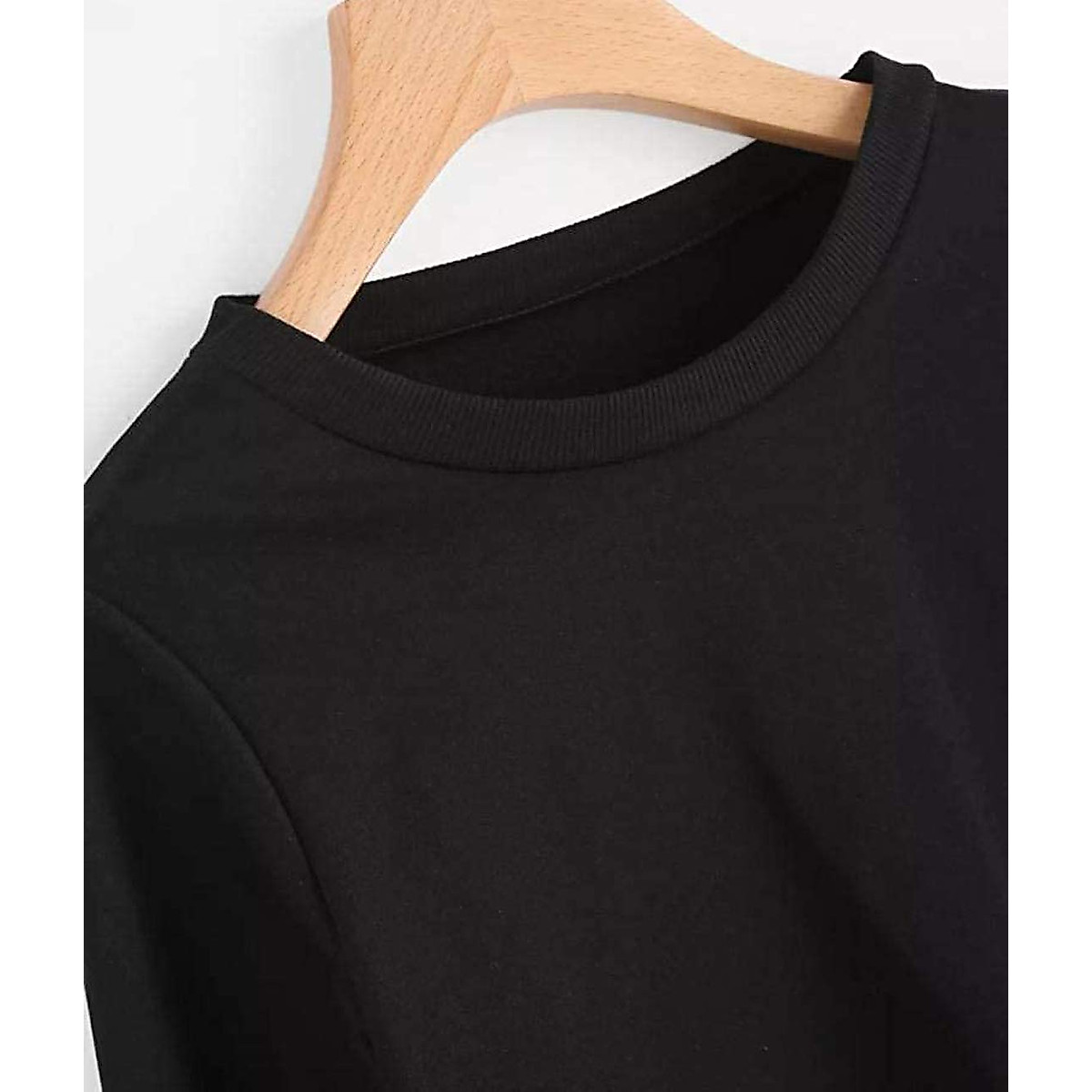 EAST KNITTING Sorry I'm Not Listening Print Girls Crop Tops Teens Crewneck Long Sleeve T-Shirts(Black,150)