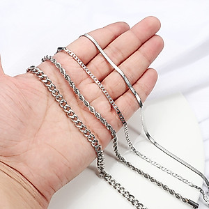 HANPABUM 3-4 PCS Stainless Steel Chain Anklet for Women Dainty Boho Tennis Ankle Bracelets Set Layered Link Paperclip Chain Anklet Adjustable Summer Beach Foot Jewelry