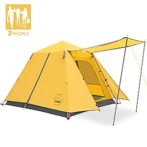 KAZOO Camping Tents 3 Person Waterproof Instant Tents 3 People Cabin Tent Easy Setup with Sun Shade Automatic Aluminum Pole