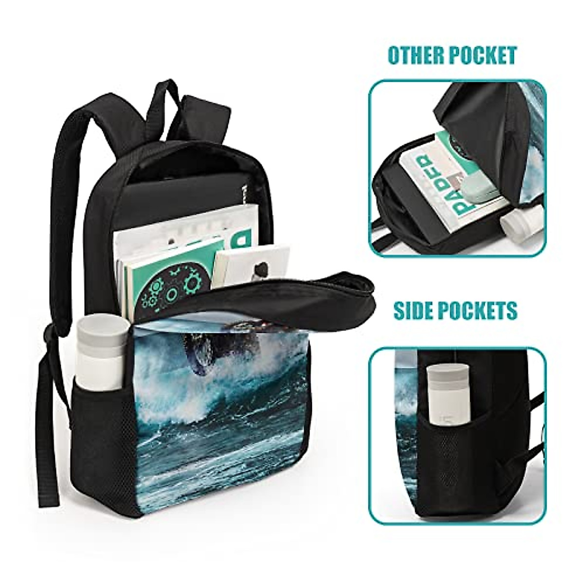 Giwawa Cool Dirt-Bike Motocross School Backpacks for Teen Boys Motorcycle Vehicle in Sea Backpack School Bookbags Set Lunch Bag Pencil Case