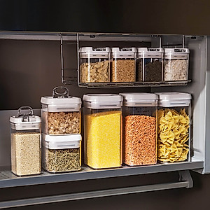 Felli Flip Tite Airtight Food Storage Container with Lid 4” Regular-L Lock Top Stackable Acrylic Kitchen Canister Jar for Pantry Cupboard Organizer Nuts Snack Cracker Pet Treats for Cat Dog (1.3 qt)