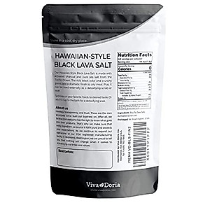 Viva Doria Hawaiian Black Lava Sea Salt, Fine Grain, Lava Salt, 2 lb (907 g)