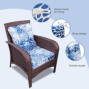 XXPILOS Outdoor Chair Cushions Seat/Back Set Patio Furniture Cushion Indoor & Outdoor 19x19 Inch with Ties Waterproof Home Garden