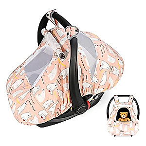 Car Seat Cover for Babies Boy&Girl, CCATTO Infant Carseat Canopy, Skylight Ventilation Design, 2 Layers Windows, Breathable Adjustable Universal Fit Baby Carrier Cover for Spring Autumn Winter