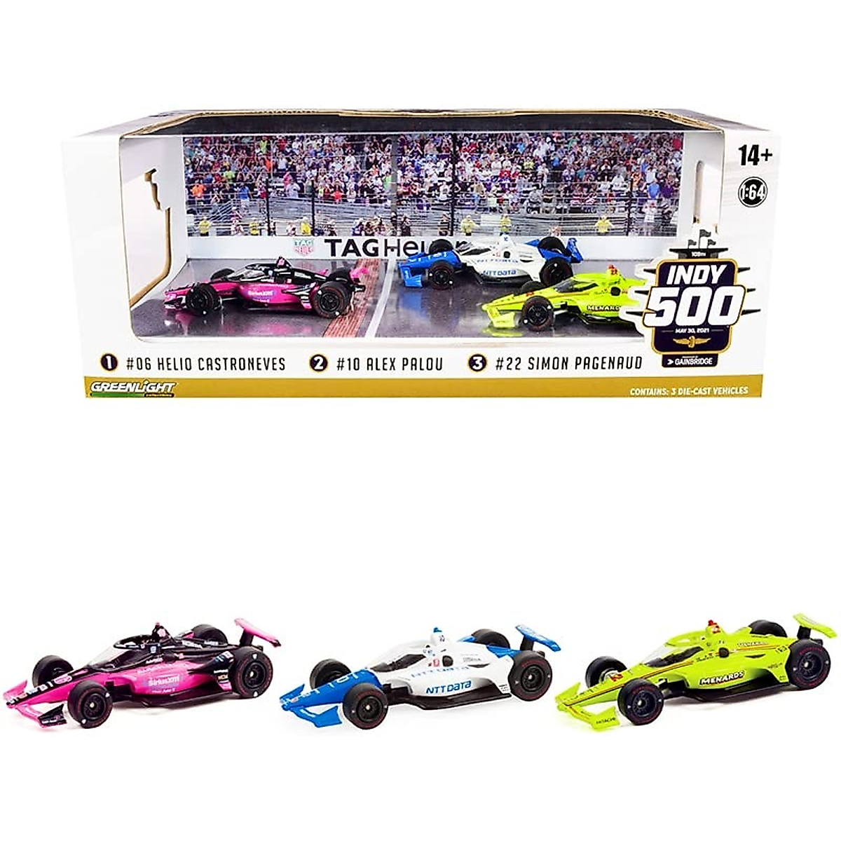 Greenlight 11523 1:64 Scale Diecast 2021 Indianapolis 500 Podium 3-Car Set