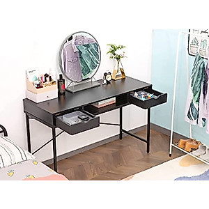 JJS 48' Writing Desk with Drawers, Contemporary Home Office Large Computer Laptop Workstation with Storage, Black