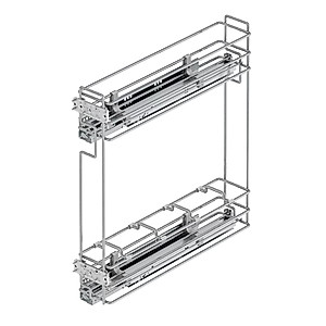 Narrow Sliding Two Rack Cabinet Organizer, Bottle Holder and Spice Rack with Blum Soft Close undermount slides for super easy kitchen organization on small spaces by Starax (Chrome)