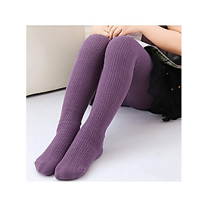 Century Star Baby tights Toddler tights Knit Cotton Stockings Tights for girls Newborn Pants Thick Toddlers Girl Leggings 5 Pairs Black White Turmeric Pink Purple 4-5T