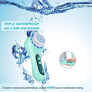 UMICKOO Face Scrubber Exfoliator,Facial Cleansing Brush Rechargeable IPX7 Waterproof with 5 Brush Heads,Electric Face Spin Brush for Exfoliating, Massaging and Deep Cleansing