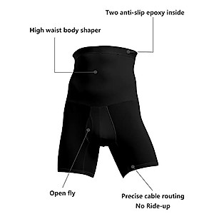 SHIONF Men Tummy Control Shorts High Waist Underwear Slimming Shapewear Body Shaper Leg Boxer Briefs (Black, Medium)