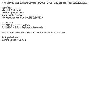Bruce & Shark New View Backup Back Up Camera Replacement for EB5Z19G490A Fits for Ford Explorer Rear 2011 2012 2013 2014 2015