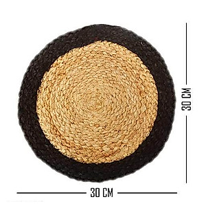 Indian Placemats Cotton Set Placemat Jute Fabric Round Bedside Mat Boho Vintage Round Reversible Embroidery Table Placemat 6 PC Set